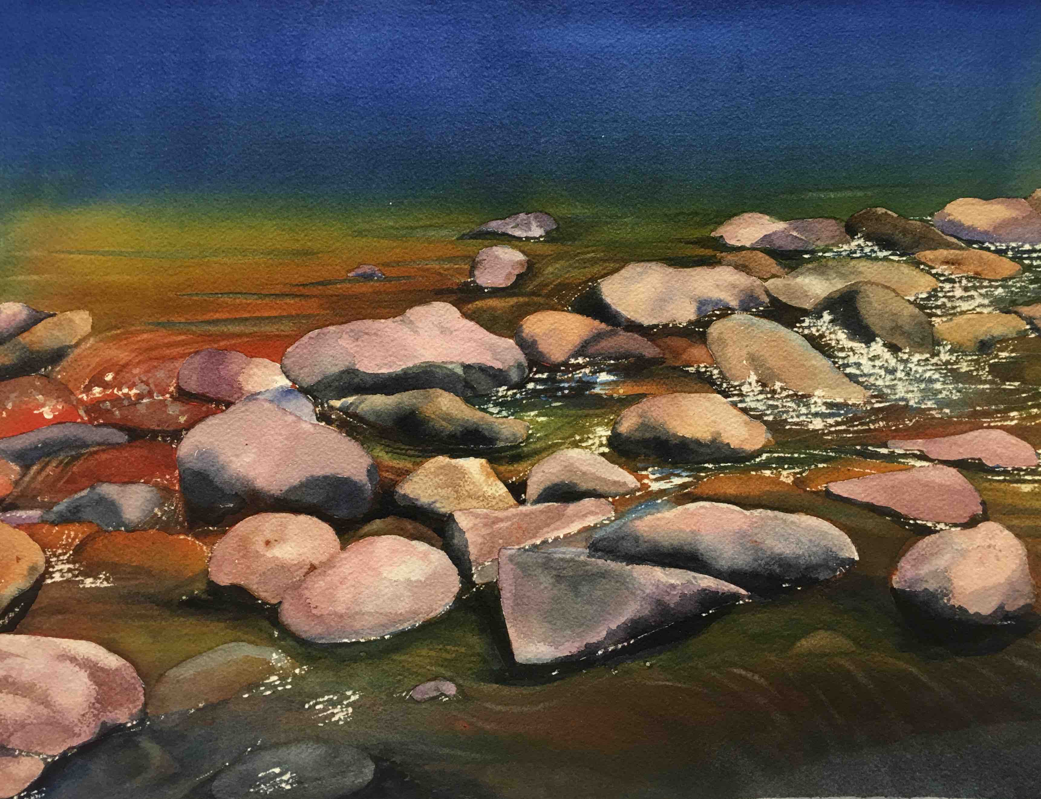 Wan Lee used watercolor pouring technique to create beautiful painting ...